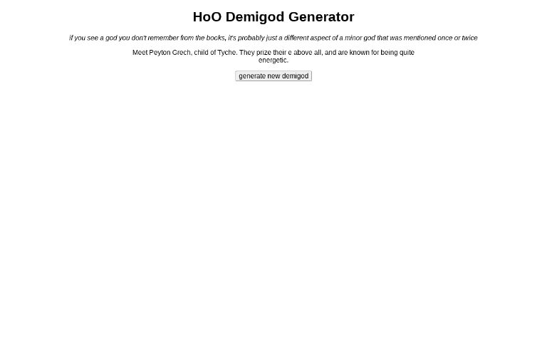 HoO Demigod Generator