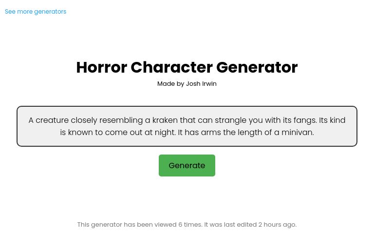 Horror Character Generator