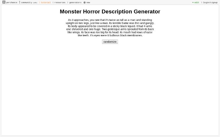 Monster Horror Description Generator