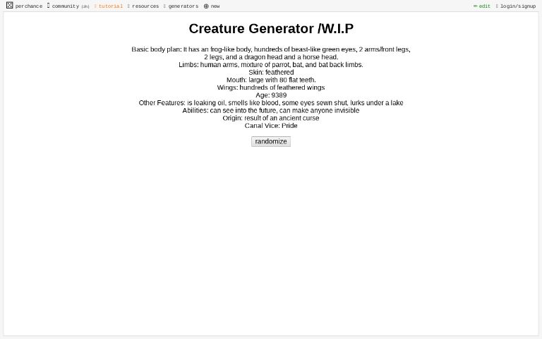 Creature Generator /W.I.P