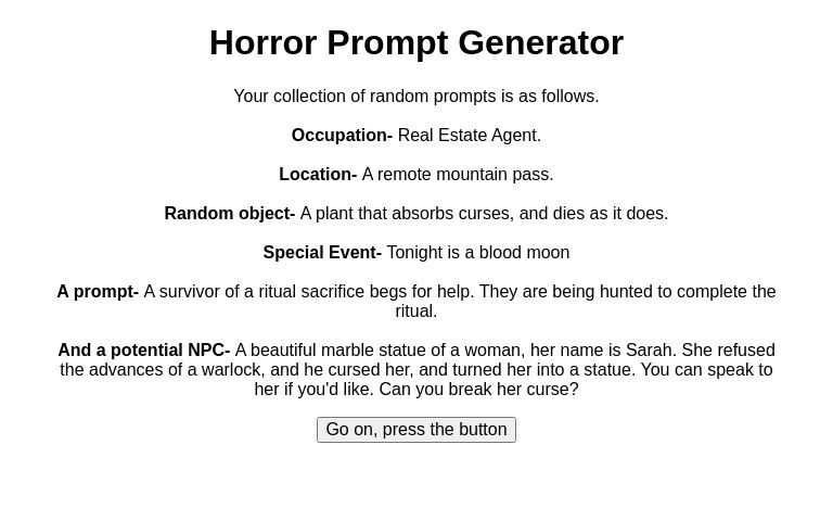 Horror Prompt Generator