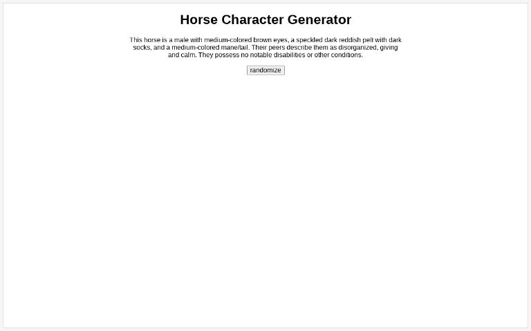 Horse Character Generator