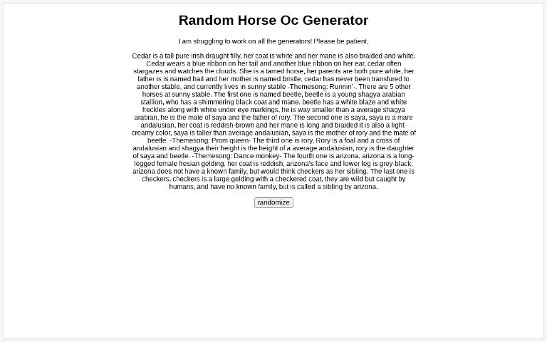 Random Horse Oc Generator