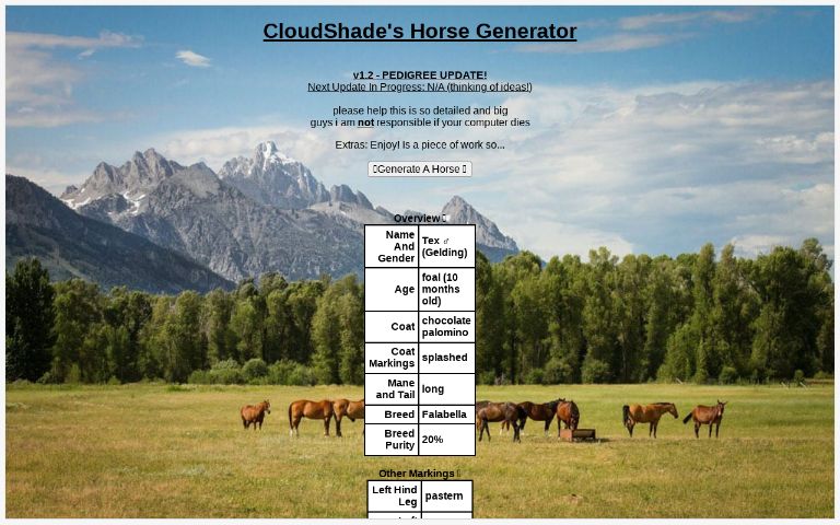CloudShade's Horse Generator