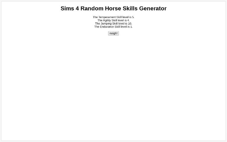 Sims 4 Random Horse Skills Generator