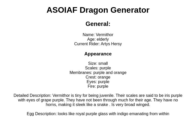 ASOIAF Dragon Generator