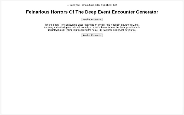 Felnarious Horrors Of The Deep Event Encounter Generator