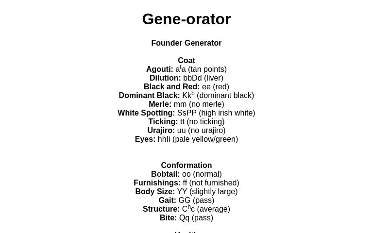 Gene-orator ― Perchance Generator