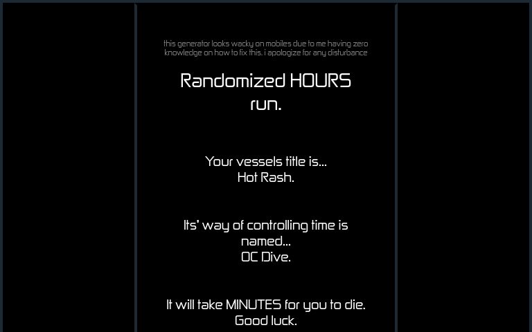Randomized HOURS run. ― Perchance Generator