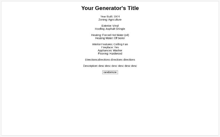 House Description ― Perchance Generator