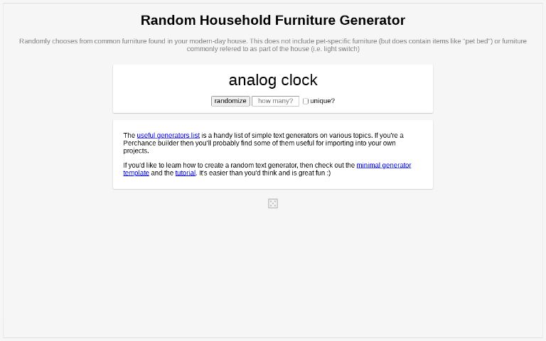 Random Household Furniture Generator