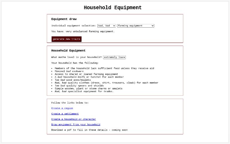 Household Equipment ― Perchance Generator
