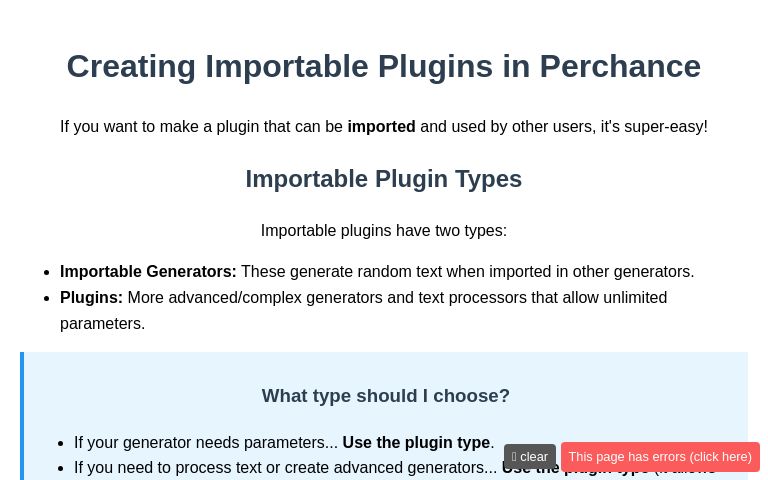 Creating Importable Plugins in Perchance ― Perchance Generator