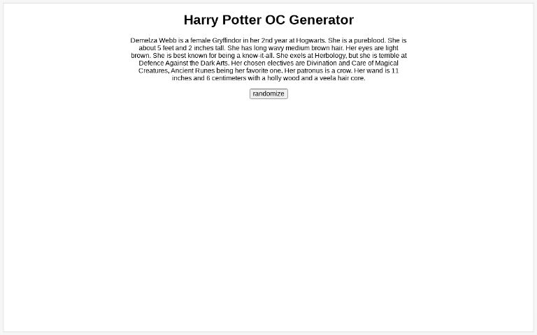 Harry Potter OC Generator
