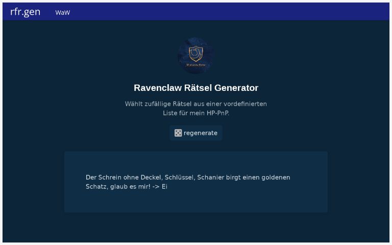 Ravenclaw Rätsel Generator