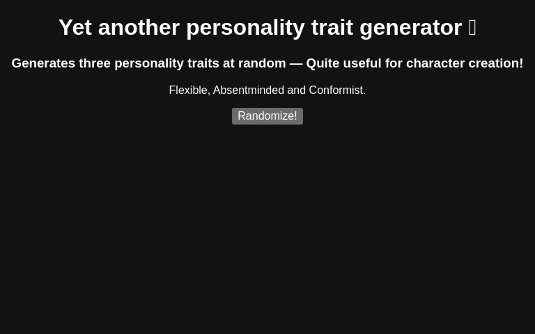 Yet another personality trait generator 👍