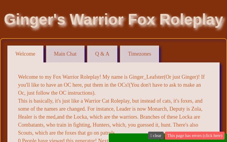Ginger's Warrior Fox Roleplay