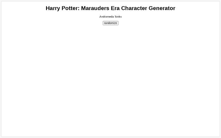 Harry Potter: Marauders Era Character Generator