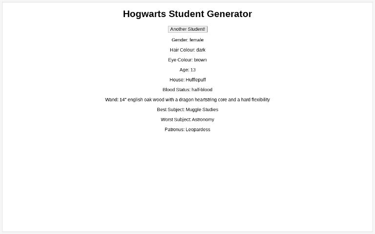 Hogwarts Student Generator