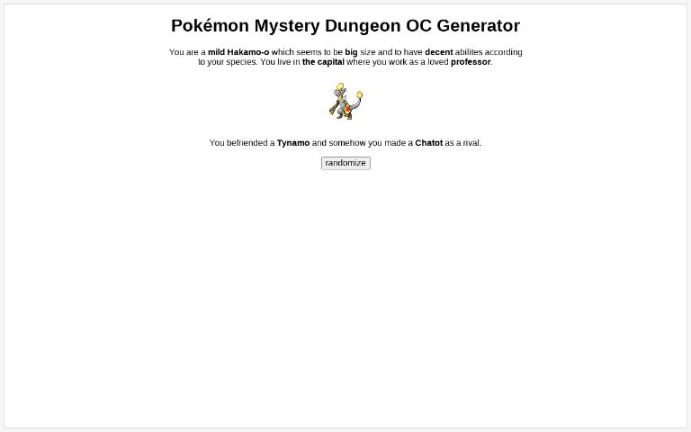 Pokémon Mystery Dungeon OC Generator