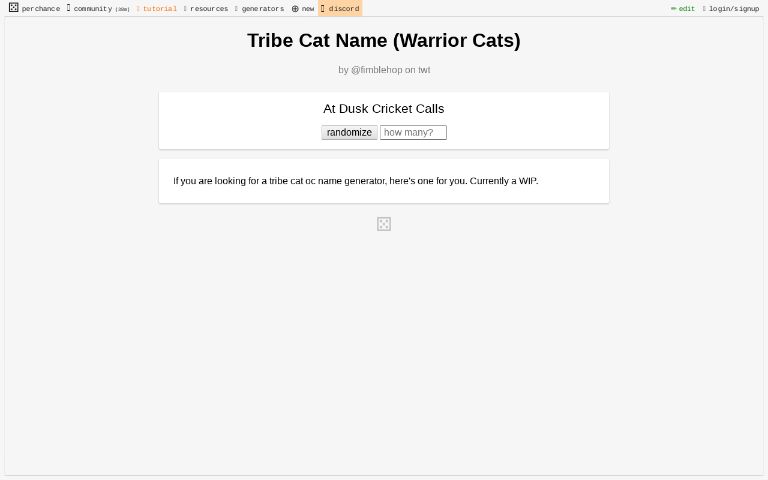 Tribe Cat Name (Warrior Cats) ― Perchance Generator