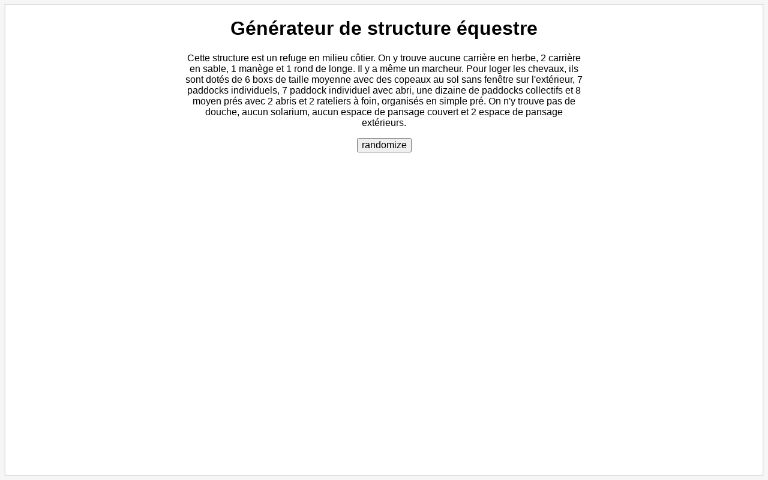 Générateur de structure équestre ― Perchance Generator
