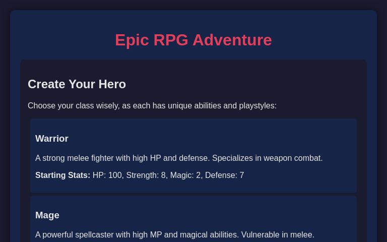 Epic RPG Adventure ― Perchance Generator