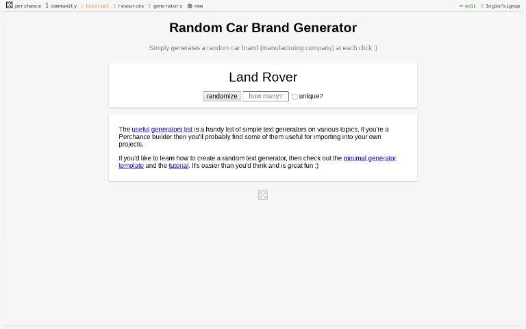 Random Car Brand Generator
