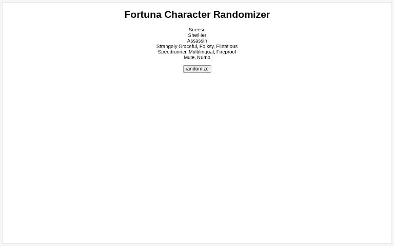 Fortuna Character Randomizer ― Perchance Generator