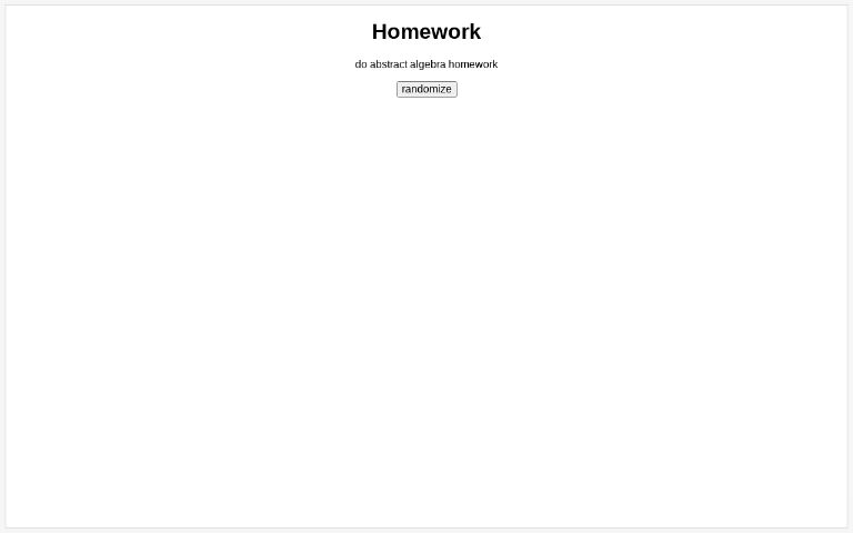Homework ― Perchance Generator
