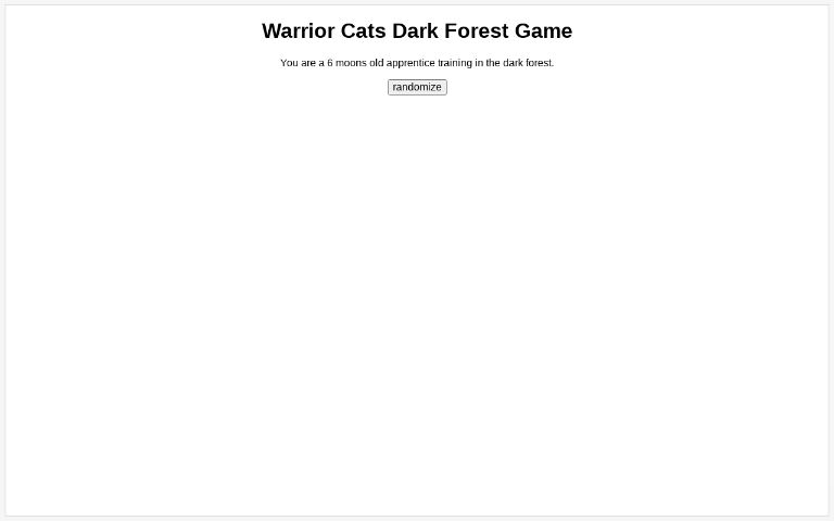 Warrior Cats Dark Forest Game ― Perchance Generator