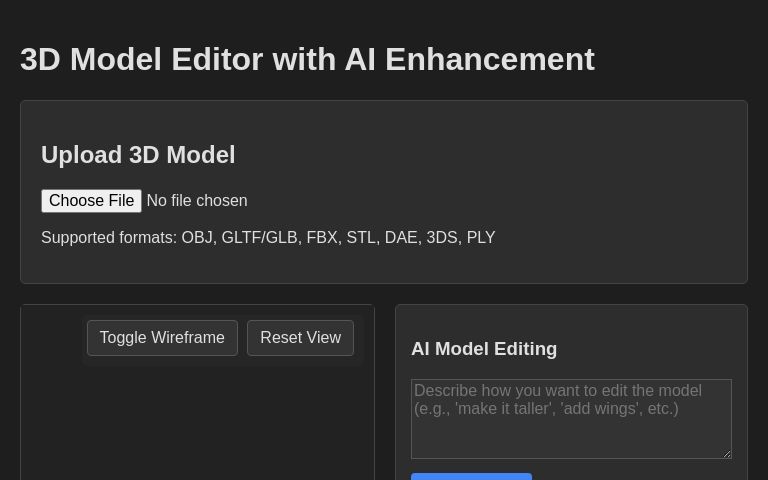3D Model Editor with AI Enhancement ― Perchance Generator