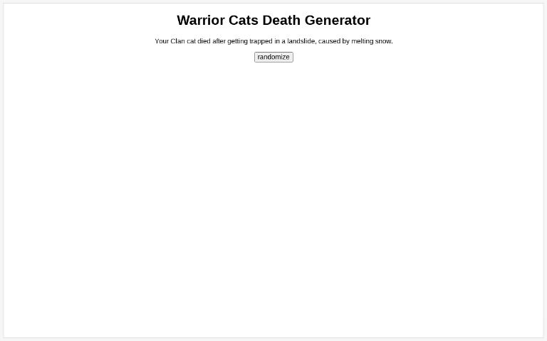 Warrior Cats Death Generator