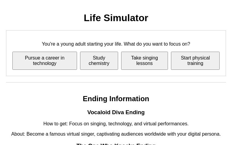 Life Simulator ― Perchance Generator