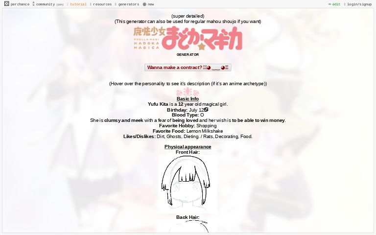 Madoka Magica Fancharacter Generator