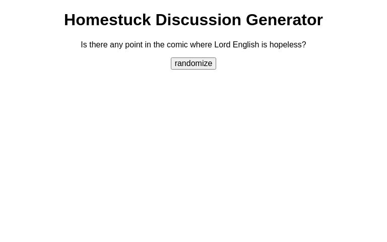 Homestuck Discussion Generator