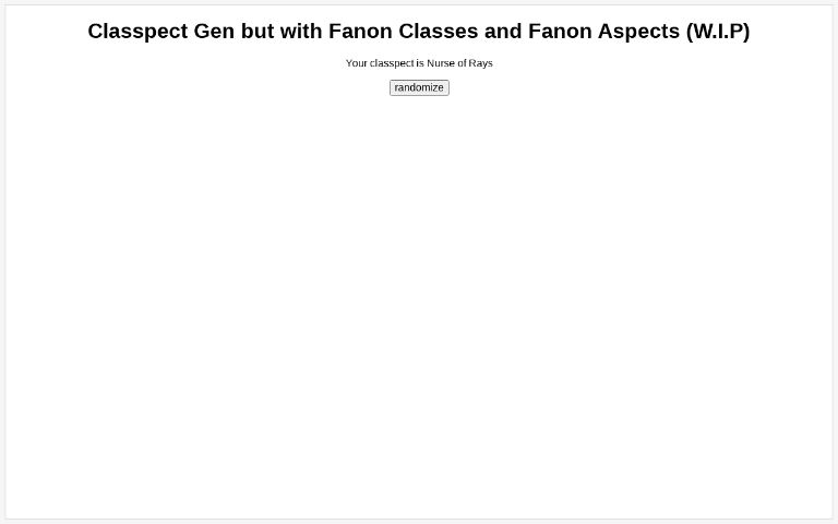 Classpect Gen but with Fanon Classes and Fanon Aspects (W.I.P) ― Perchance Generator