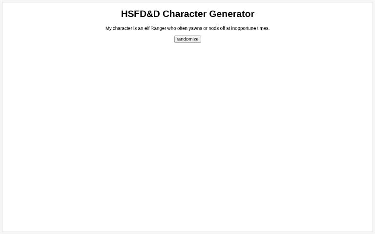 HSFD&D Character Generator