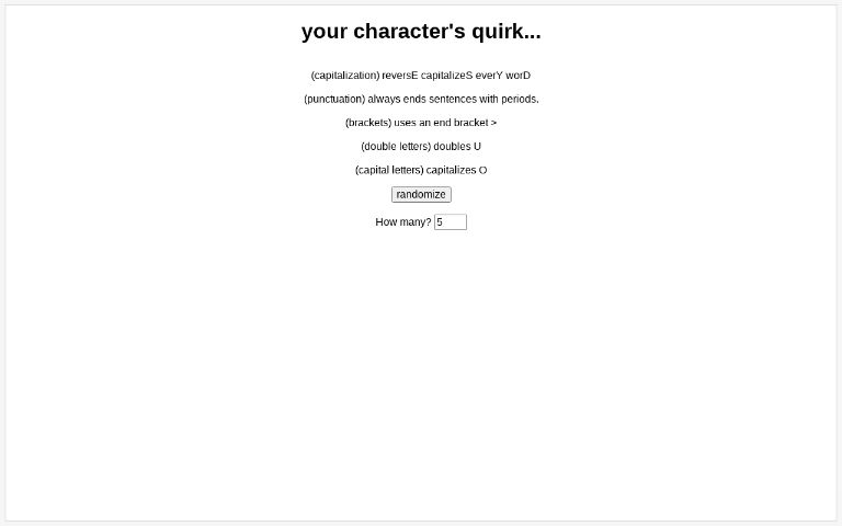 your character's quirk... ― Perchance Generator