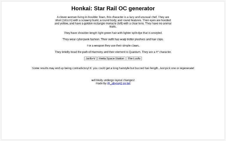 Honkai: Star Rail OC generator