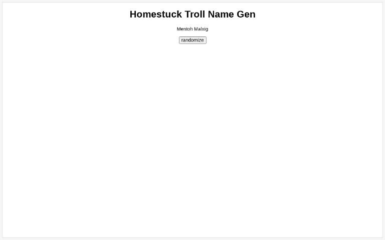 Homestuck Troll Name Gen ― Perchance Generator