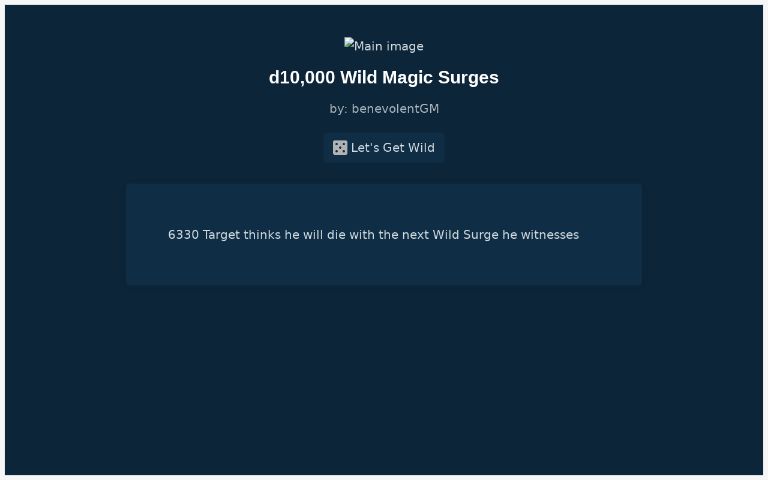 d10,000 Wild Magic Surges ― Perchance Generator