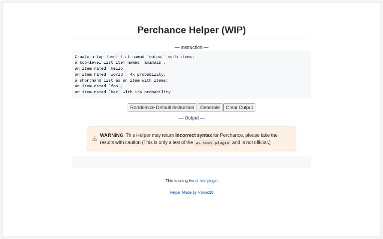 Perchance Helper ― Perchance Generator