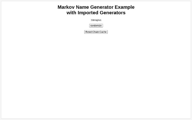 Markov Name Generator Examplewith Imported Generators
