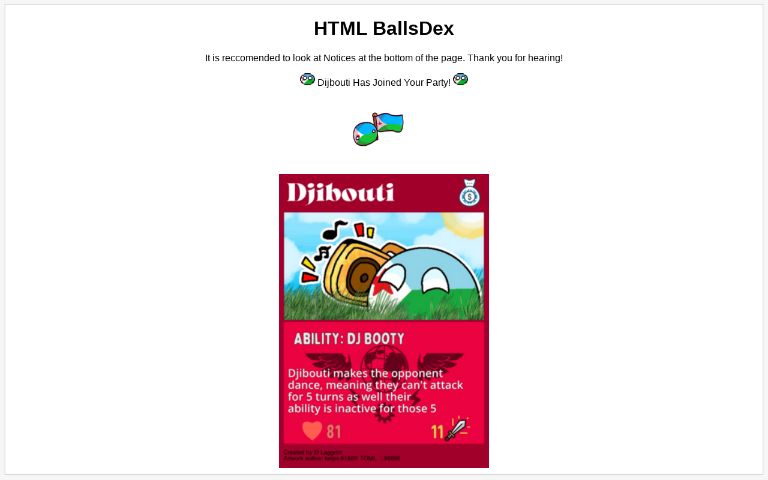HTML BallsDex ― Perchance Generator