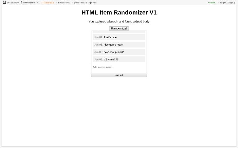 HTML Item Randomizer V1 ― Perchance Generator