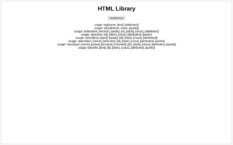 HTML Library ― Perchance Generator