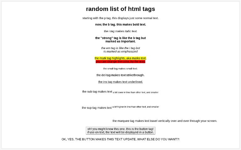 random html tags ― Perchance Generator