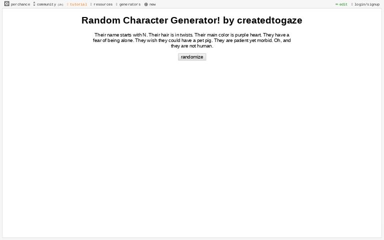 Random Character Generator! by createdtogaze