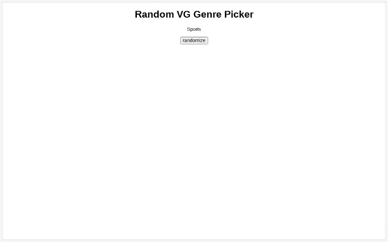 Random VG Genre Picker ― Perchance Generator